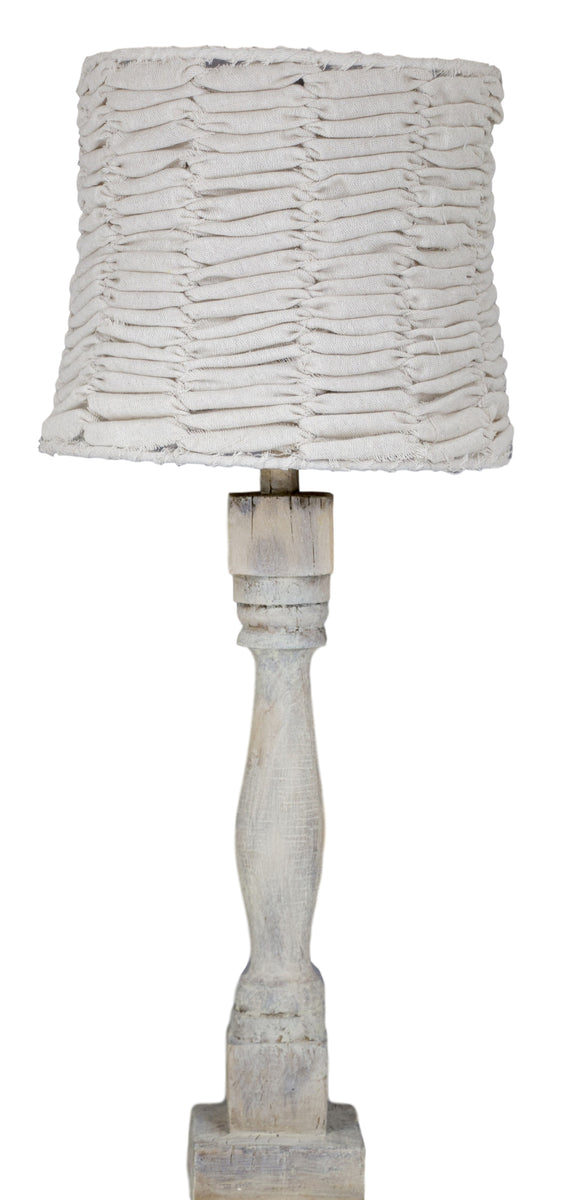 Whitewashed Table Lamp with White Rag Shade | Albert Estate Ltd.